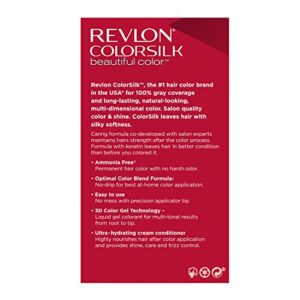 Permanent Hair Color by Revlon, Permanent Brown Hair Dye, Colorsilk with 100% Gray Coverage, Ammonia-Free, Keratin and Amino Acids, Brown Shades, 47 Medium Rich Brown (Pack of 3)