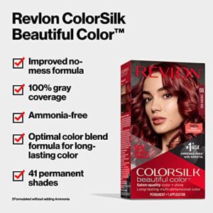 Permanent Hair Color by Revlon, Permanent Brown Hair Dye, Colorsilk with 100% Gray Coverage, Ammonia-Free, Keratin and Amino Acids, Brown Shades, 47 Medium Rich Brown (Pack of 3)