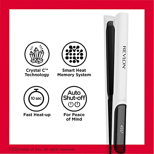 REVLON Crystal C + Ceramic Digital Hair Flat Iron | Long-Lasting Shine and Less Frizz, (1 in)