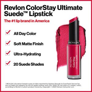 Lipstick by Revlon, ColorStay Ultimate Suede Lipstick, High Impact Lip color with Moisturizing Creamy Formula, Infused with Vitamin E, 055 Iconic, 0.09 Oz