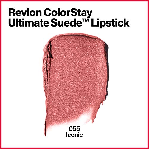 Lipstick by Revlon, ColorStay Ultimate Suede Lipstick, High Impact Lip color with Moisturizing Creamy Formula, Infused with Vitamin E, 055 Iconic, 0.09 Oz