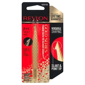 Revlon Gold Series Slant and Point Tip Tweezer, Titanium Coated for Maximum Durability