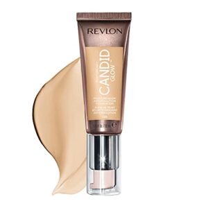 revlon photoready candid glow moisture glow anti-pollution foundation with vitamin e and prickly pear oil, anti-blue light ingredients, without parabens, pthalates, and fragrances, buff, 0.75 oz