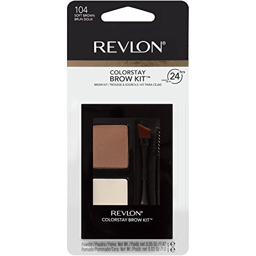 Eyebrow Kit by Revlon, ColorStay Brow Kit Eye Makeup with Longwearing Brow Powder, Pomade, Spoolie & Angled Brush Tip, 104 Soft Brown, 0.08 Oz