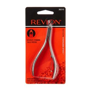 Cuticle Trimmer by Revlon, Half Jaw Cuticle Remover Tool, Nail Care, High Precision Blade, Easy Grip, Stainless Steel (Pack of 1)