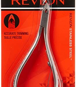 Cuticle Trimmer by Revlon, Half Jaw Cuticle Remover Tool, Nail Care, High Precision Blade, Easy Grip, Stainless Steel (Pack of 1)