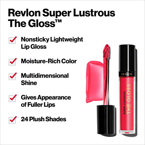 Lip Gloss by Revlon, Super Lustrous The Gloss, Non-Sticky, High Shine Finish, 205 Snow Pink, 0.13 Oz