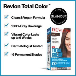 Permanent Hair Color by Revlon, Permanent Hair Dye, Total Color with 100% Gray Coverage, Clean & Vegan, 10 Black, 10.2 Oz (Pack of 3)