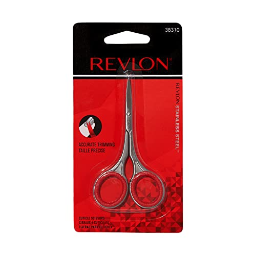 Cuticle Scissors by Revlon, Curved Blade Cuticle Trimmer, Cuticle Nail Care, High Precision Blade, Easy Grip, Stainless Steel (Pack of 1)