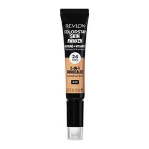 revlon colorstay skin awaken 5-in-1 concealer, lightweight, creamy longlasting face makeup with caffeine & vitamin c, for imperfections, dark circles & redness, 040 medium, 0.27 fl oz