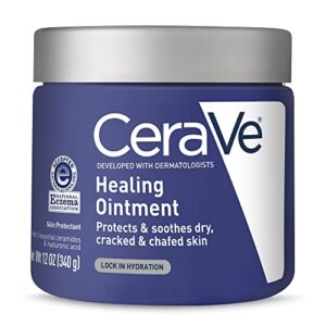 cerave healing ointment | moisturizing petrolatum skin protectant for dry skin with hyaluronic acid and ceramides | lanolin free & fragrance free | 12 ounce