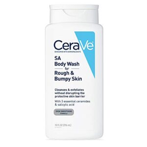 cerave body wash with salicylic acid | fragrance free body wash to exfoliate rough and bumpy skin | allergy tested | 10 ounce