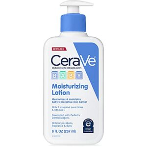 cerave baby lotion | gentle baby skin care with ceramides, niacinamide & vitamin e | fragrance, paraben, dye & phthalates free | lightweight baby moisturizer | 8 ounce | packaging may vary