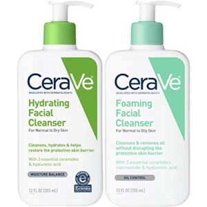 cerave foaming facial and hydrating cleanser, 12 fl oz (pack of 2)