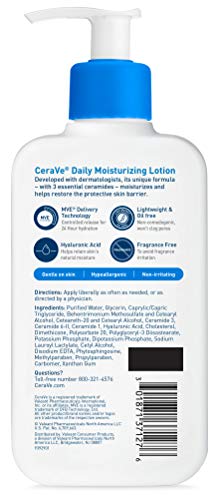 CeraVe Daily Moisturizing Lotion | 8 Ounce | Face & Body Lotion for Dry Skin with Hyaluronic Acid | Fragrance Free