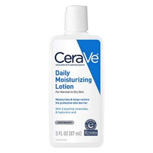 cerave daily moisturizing lotion | 3 ounce | face & body lotion for dry skin with hyaluronic acid | packaging may vary