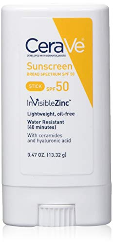 CeraVe Sunscreen stick spf 50 | 0.47 ounce | mineral sunscreen for kids & adults | fragrance free , 0.47 Ounce