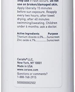 CeraVe Sunscreen stick spf 50 | 0.47 ounce | mineral sunscreen for kids & adults | fragrance free , 0.47 Ounce