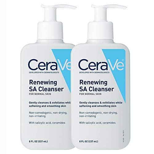 CeraVe Salicylic Acid Cleanser | 8 Ounce, Pack of 2 | Renewing Exfoliating Face Wash with Vitamin D for Rough and Bumpy Skin | Fragrance Free