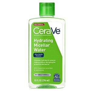 cerave micellar water | new & improved formula | hydrating facial cleanser & eye makeup remover | fragrance free & non-irritating | 10 fl. oz