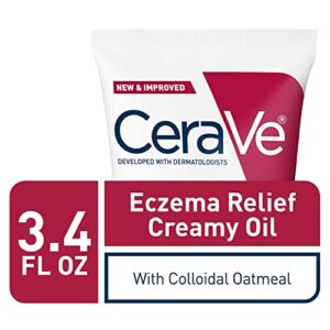 CeraVe Eczema Relief Creamy Body Oil | Anti Itch Cream for Eczema | Moisturizer for Dry Skin with Colloidal Oatmeal, Ceramides and Safflower Oil | 3.4 Ounce