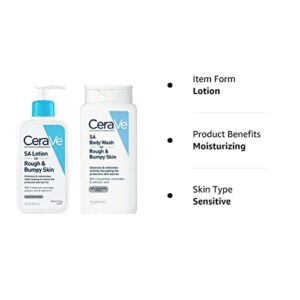 CeraVe SA Skin Care for Rough and Bumpy Skin Bundle - SA Body Wash (10 fl oz) and SA Moisturizing Lotion (8 fl oz) - Skin Smoothing Formula with Salicylic Acid