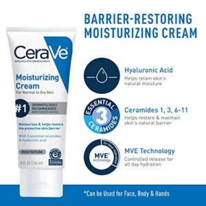 CeraVe Moisturizing Cream and Hydrating Face Wash Skin Care Set for Dry Skin | Face & Body Cream and Moisturizing Non-Foaming Face Wash | Hyaluronic Acid and Ceramides | 8oz Cream + 8oz Cleanser