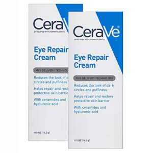 cerave eye repair cream | 2 pack (0.5 ounce each) | eye cream for dark circles and puffiness | fragrance free