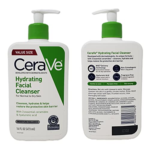 CeraVe Daily Skincare Facial Bundle - Hydrating Facial Cleanser (16 oz), Foaming Facial Cleanser (16 oz), AM Facial Moisturizing Lotion with Sunscreen (3 oz), and PM Facial Moisturizing Lotion (3 oz)