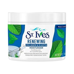 st. ives moisturizer collagen and elastin facial moisturizer renewing paraben free, dermatologist tested, cruelty free 10 oz