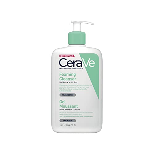 CeraVe Foaming Cleanser | 473ml/16oz | Daily Face, Body & Hand Wash with Niacinamide, for Normal to Oily Skin