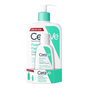 cerave foaming face wash face cleanser for normal to oily skin (3 oz & 16 oz set)