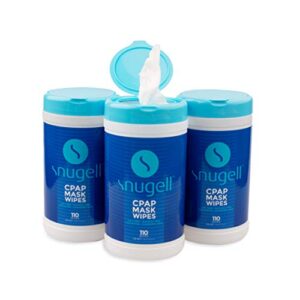 cpap mask wipes by snugell | 330 count | unscented | 100% soft cotton | lint & alcohol free | skin safe with aloe vera | easy opening canister | clean cpap mask, tube & devices (3)