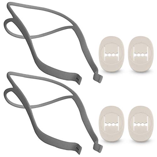 [2 Straps and 4 Clips] Impresa Headgear for ResMed Airfit P10 Nasal Pillow CPAP Mask