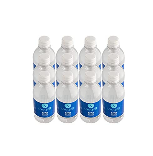 Distilled Water for CPAP Humidifiers by Snugell™ | 12 Bottle Pack 12oz H20 | Travel Friendly | 12oz H2O | Made in USA