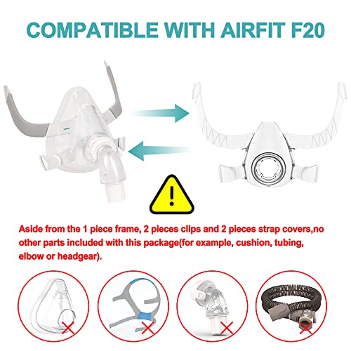 Frame Supplies Compatible with AirFit F20 Frame,Frame and Headgear Clips Compatible with AirFit F20,Package Included 1 Piece Frame,2 Pieces Headgear Clips and 2 Pieces Strap Covers