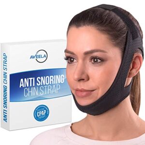 aveela anti snoring chin strap for cpap users | large | keep mouth closed while sleeping | adjustable premium snore stopper head strap for men and women | itch-free material for uninterrupted sleep