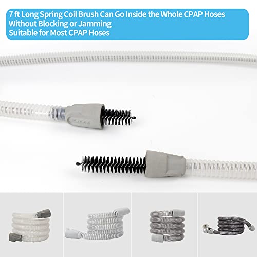 JAKIA CPAP Hose Tube Cleaning Brush Kit_4 Brush Heads Detachable and Replaceable_ 7 ft Steel Spring Brush Strong and Flexible