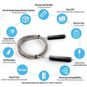 JAKIA CPAP Hose Tube Cleaning Brush Kit_4 Brush Heads Detachable and Replaceable_ 7 ft Steel Spring Brush Strong and Flexible