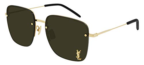 SAINT LAURENT Women's Square Metal Sunglasses, Gold Gold Brown, One Size