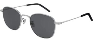 saint laurent women’s classic soft square metal sunglasses, silver/grey, one size