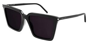 saint laurent women’s rectangular sunglasses, black-black-black, one size