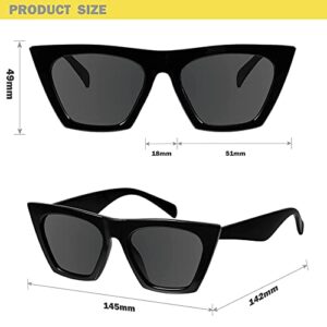 mosanana Cat Eye Sunglasses for Women Trendy Square Cateye Black Retro Cool Vintage Fashion 90s Cute Funky Aesthetic Ladies Small Face Dark Chunky Baddie Unique Stylish Indie Sexy Frame Shine