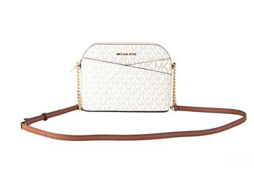 Michael Kors Jet Set Medium Crossbody Leather Handbag (VANILLA)