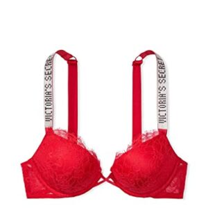 Victoria's Secret Very Sexy Bombshell Add-2-Cups Lace Shine Strap Push-Up Bra, Lipstick, 34B