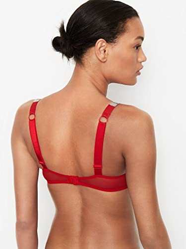 Victoria's Secret Very Sexy Bombshell Add-2-Cups Lace Shine Strap Push-Up Bra, Lipstick, 34B