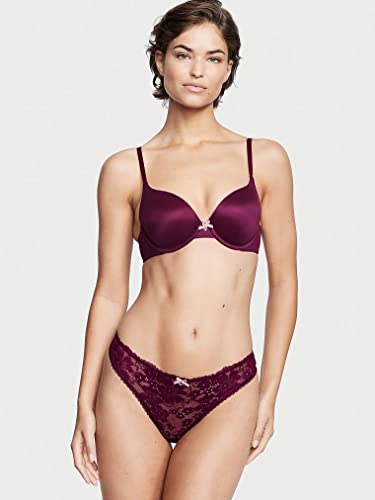 Victoria's Secret Body by Victoria Lace Front Thong Panty, Kir Burgundy, X-Large