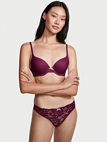 Victoria's Secret Body by Victoria Lace Front Thong Panty, Kir Burgundy, X-Large