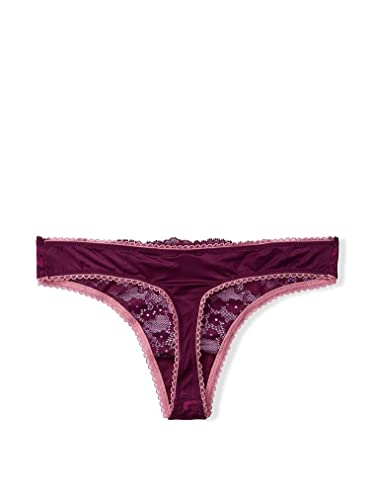 Victoria's Secret Body by Victoria Lace Front Thong Panty, Kir Burgundy, X-Large