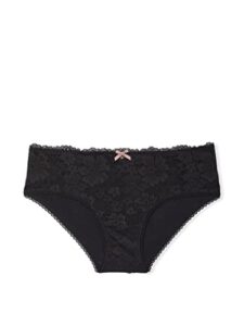 victoria’s secret body by victoria lace-front hiphugger panty, black, large